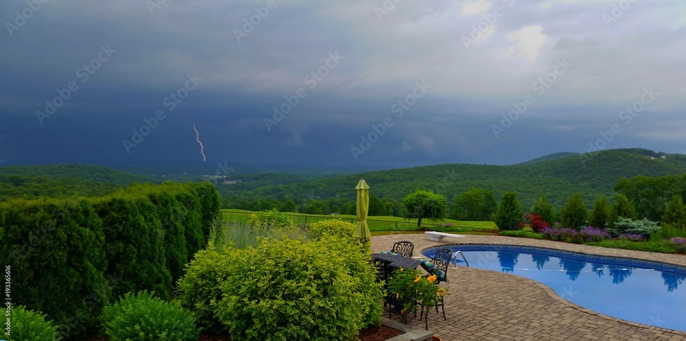 Lightning Bolt Strikes in a Summer Storm with Panoramic Views at a ...