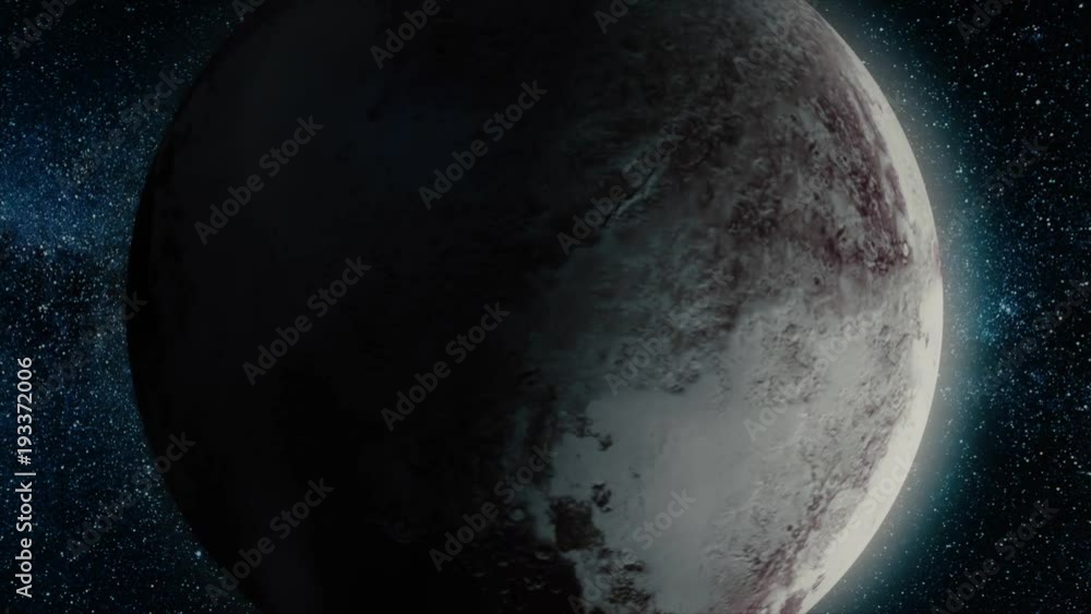 Planet Pluto. Beautiful 3d animation of The Pluto planet rotates with ...