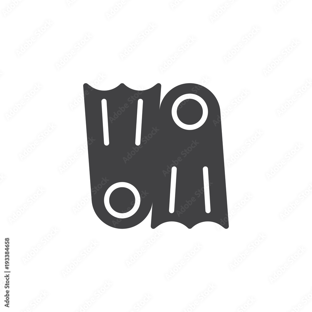 Two Scuba Diving Fins vector icon. filled flat sign for mobile concept ...