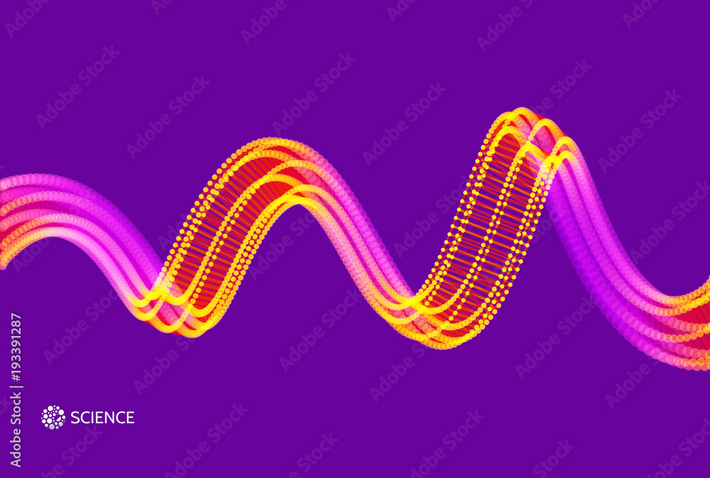 Wavy background. Array with dynamic particles. Composition with motion ...