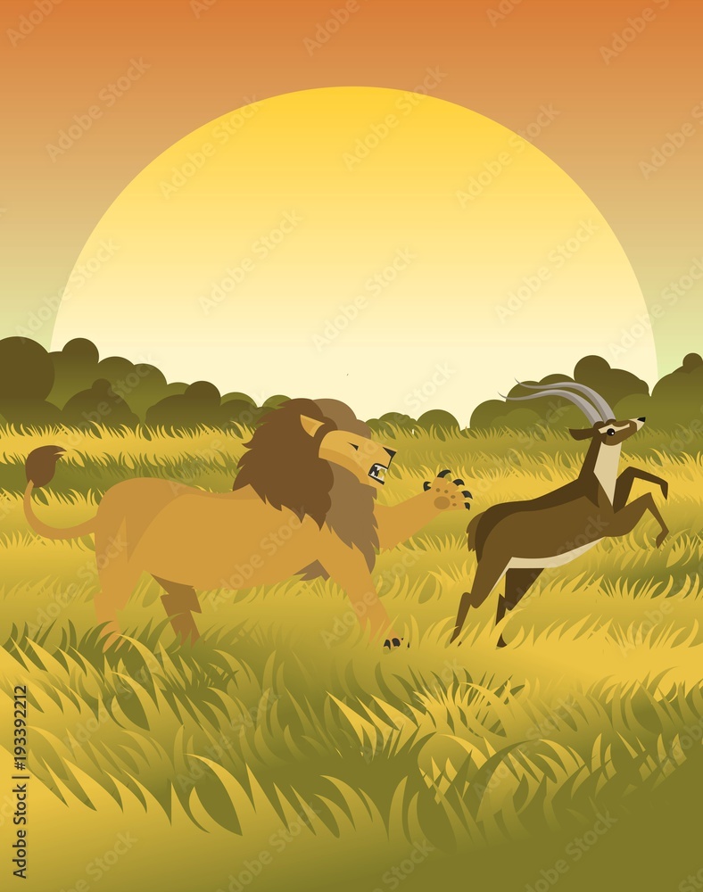 Lions Chasing Gazelle