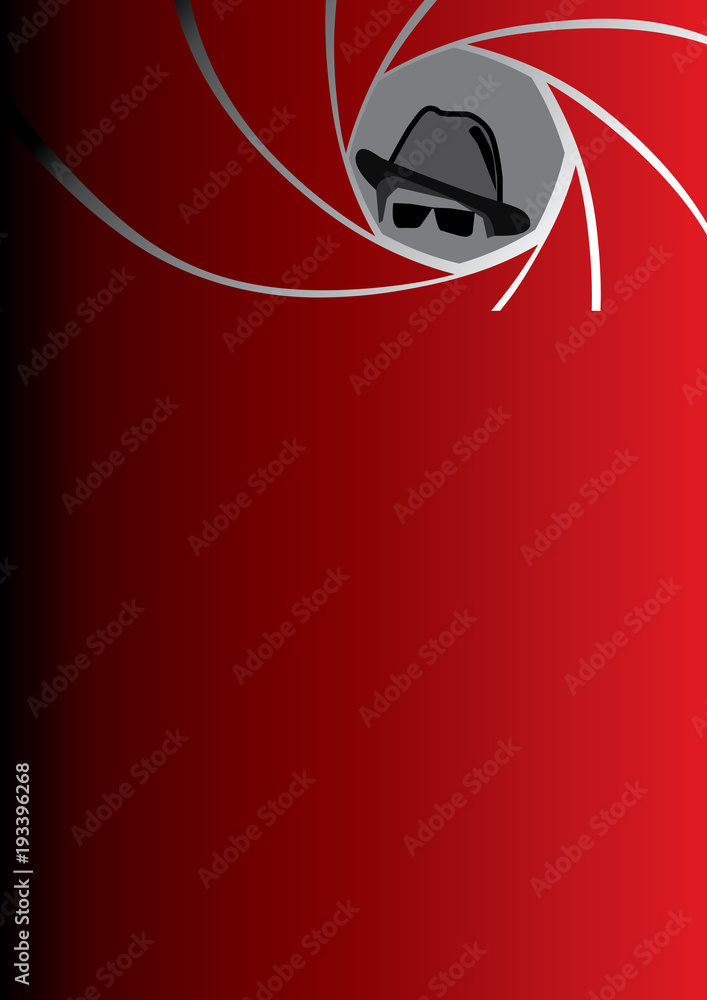 Silhouette of spy, secret agent, detective or gangster in fedora hat ...