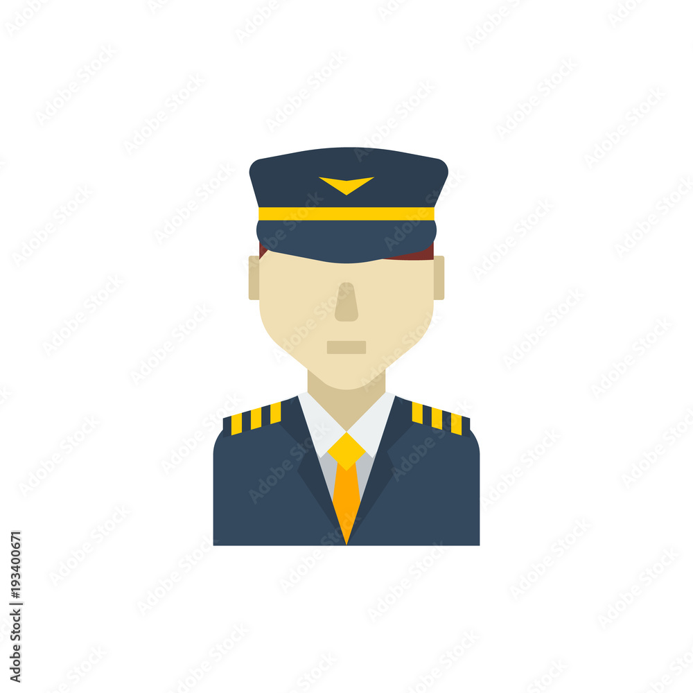 Plane pilot icon flat symbol. Isolated vector illustration of air ...
