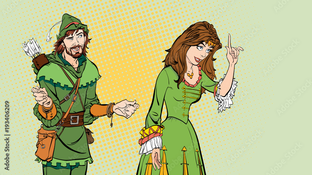 Man and woman. Princess teaching Robin Hood. Teaching princess. Lady in ...