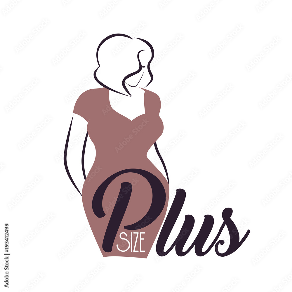 Plus size woman silhouette logo Stock Vector | Adobe Stock