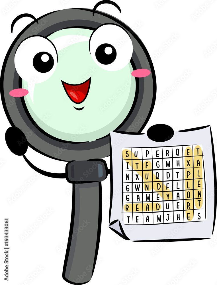 Mascot Magnifying Glass Word Search Illustration Stock Vector | Adobe Stock