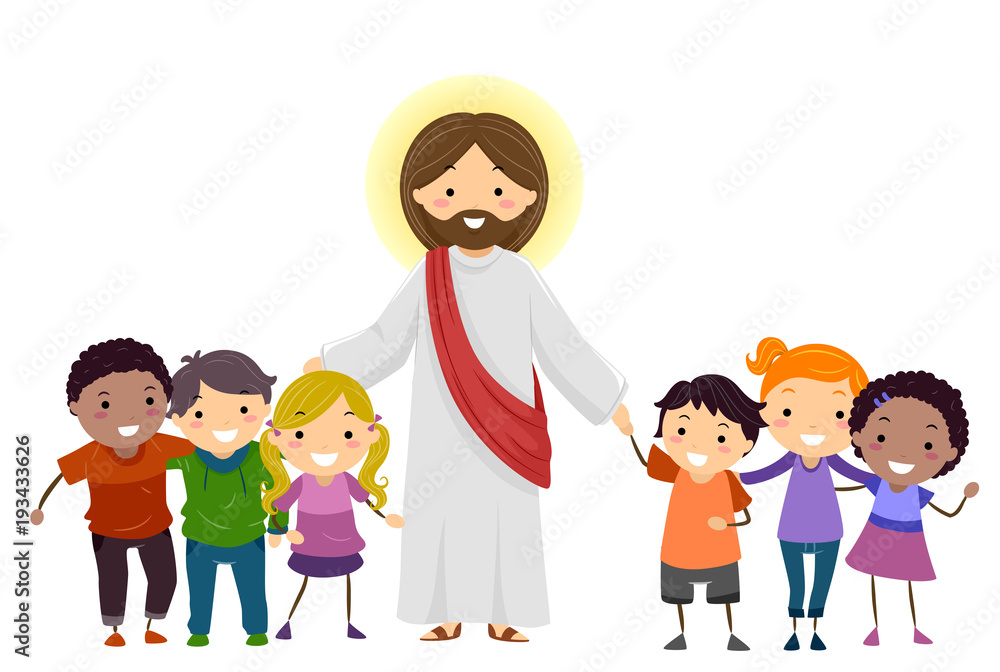 Man Jesus Stickman Kids Illustration Stock-Vektorgrafik | Adobe Stock