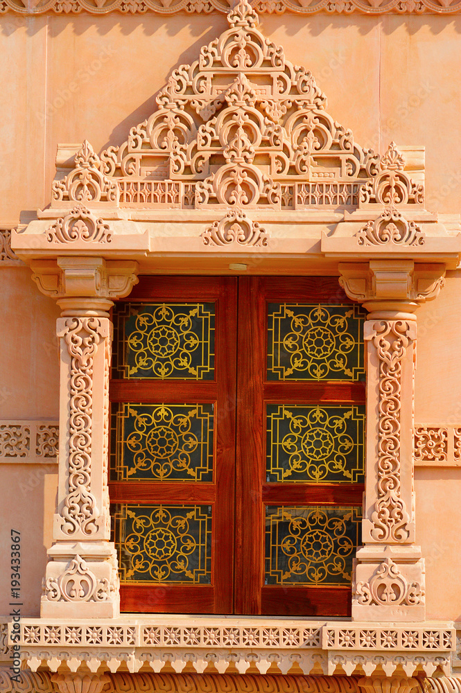 Temple window of BAPS Shri Swaminarayan Mandir Pune Stock Photo | Adobe ...