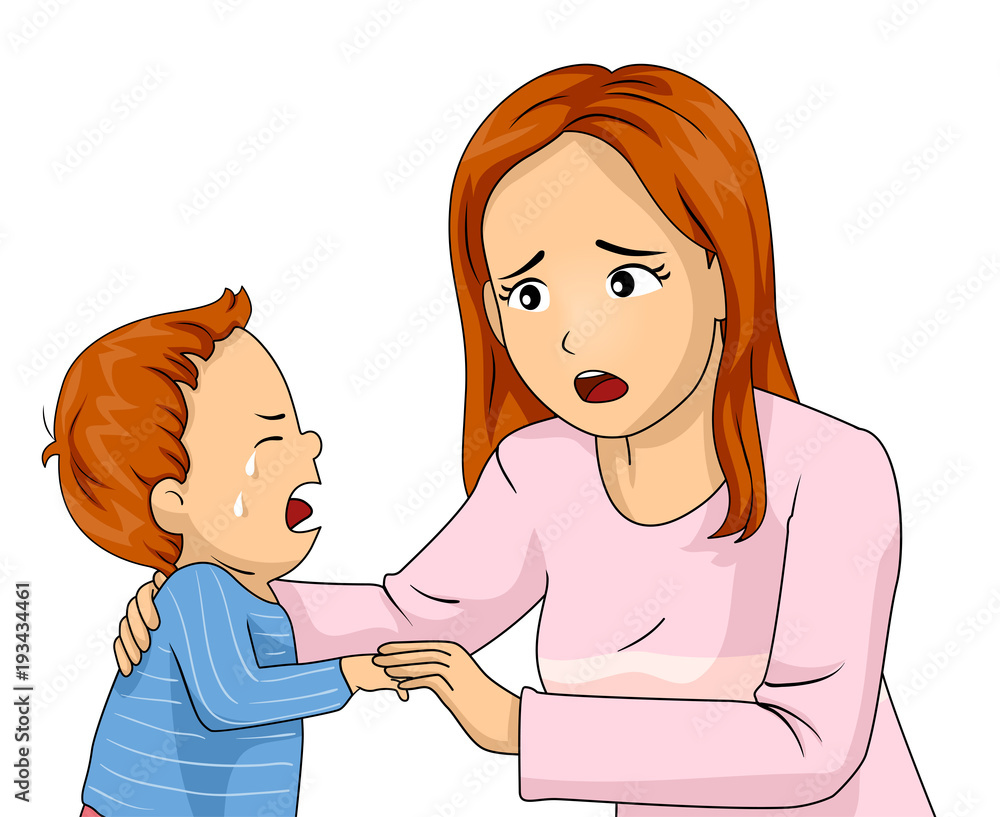 Girl Mom Kid Cry Illustration Stock Vector | Adobe Stock