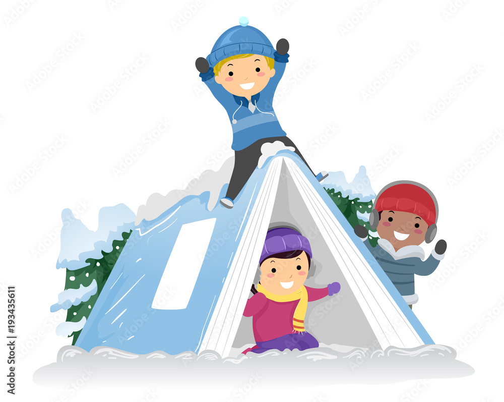 Stickman Kids Ice Book Illustration Stock Vector | Adobe Stock