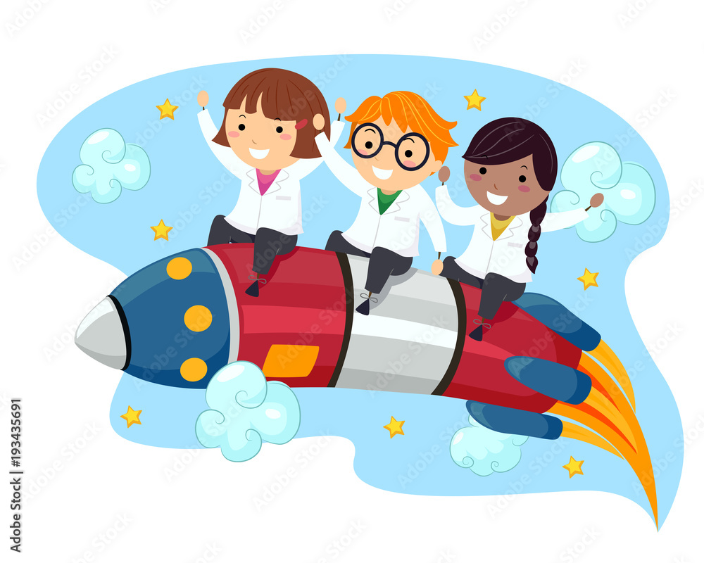 Stickman Kids Rocket Science Illustration Stock Vector | Adobe Stock