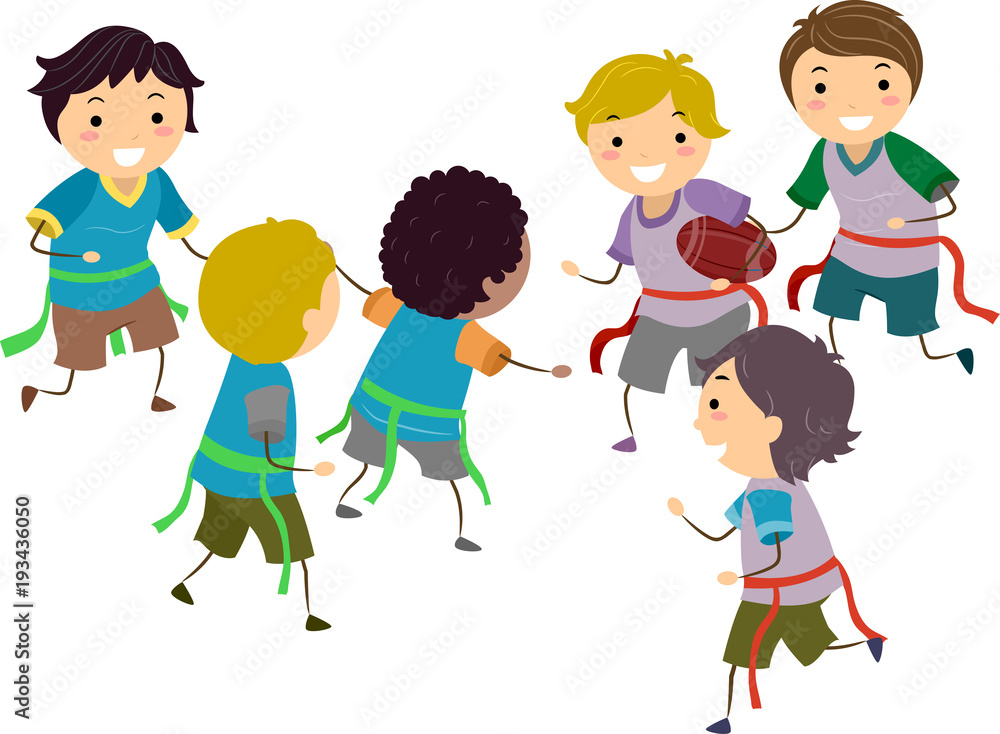 Kids Playing Flag Football Clipart