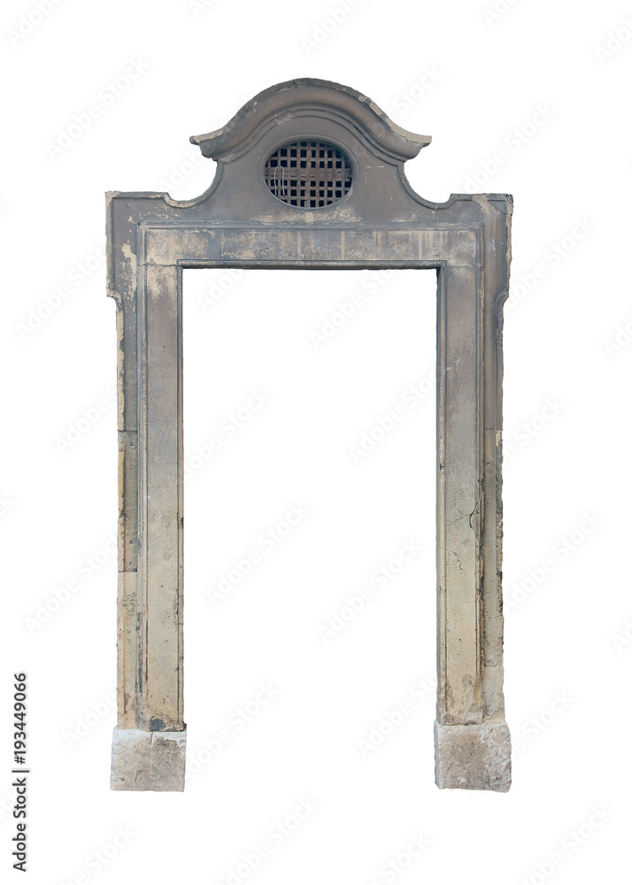 Ancient medieval italian roman stone marble door frame portal isolated ...