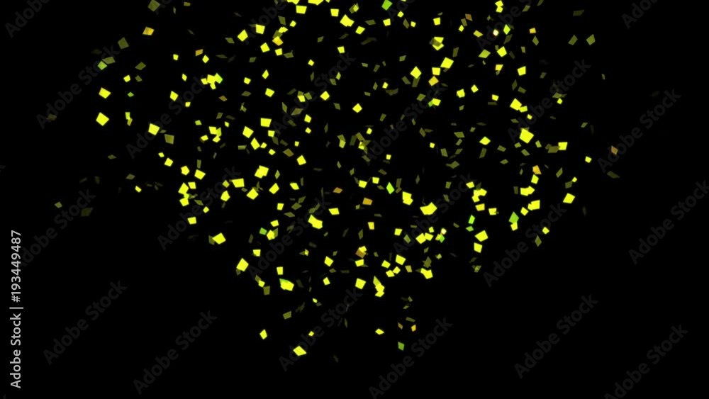4K Gold or yellow Confetti Party Popper Explosions and falling from ...