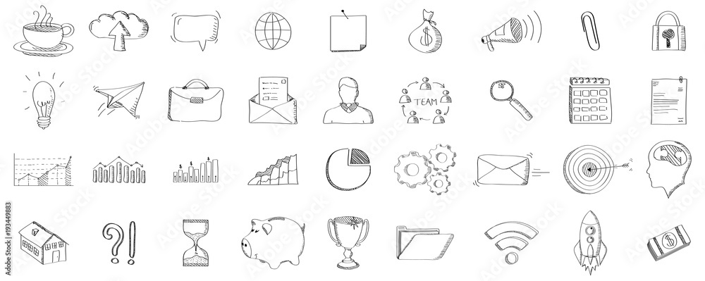 Black hand drawn web icons set Stock Vector | Adobe Stock