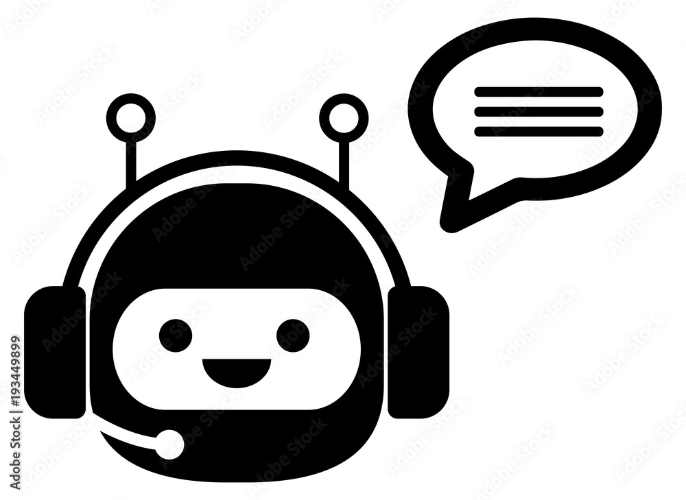 Black chatbot vector icon Stock Vector | Adobe Stock