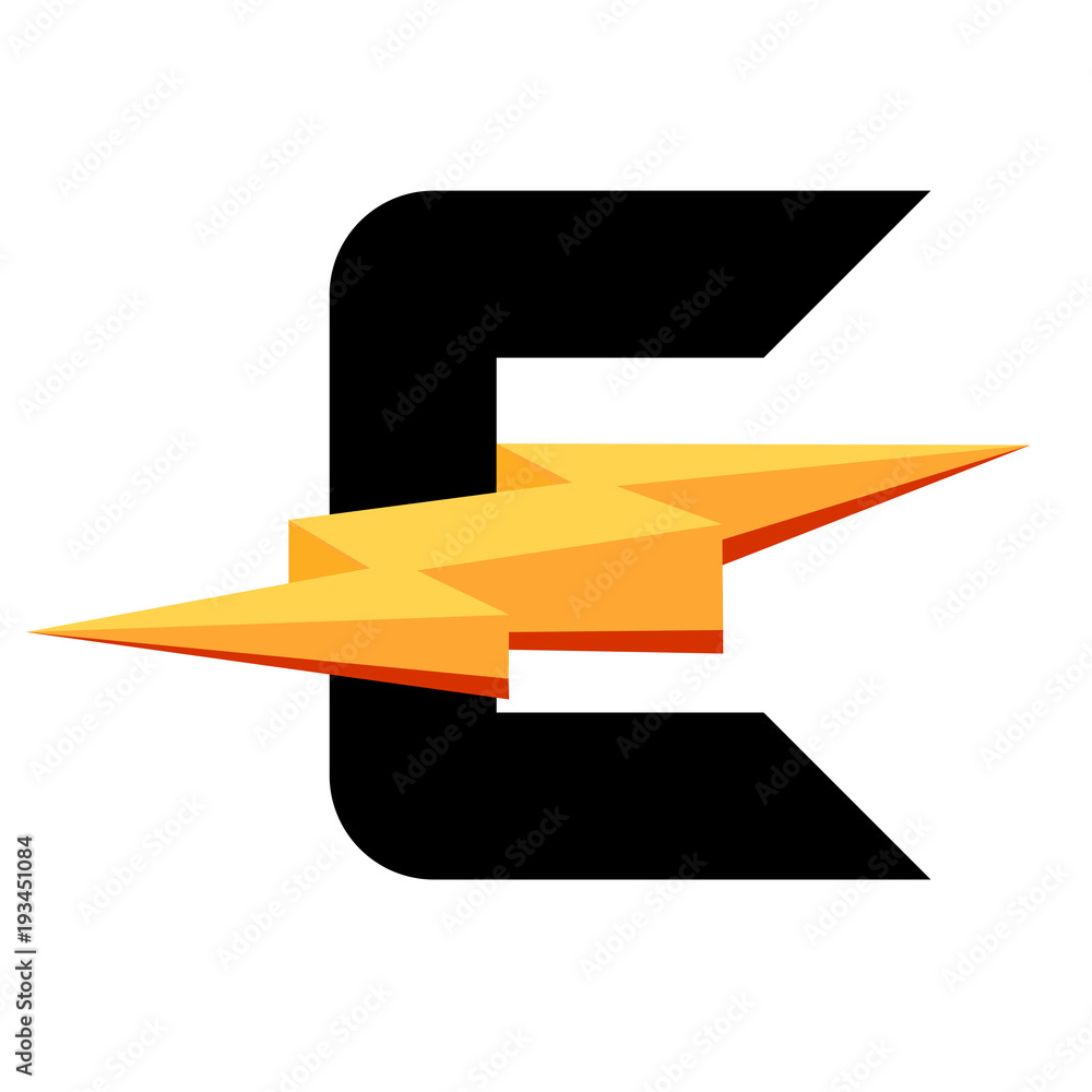 Letter E symbol with lightning bolt Stock Vector | Adobe Stock