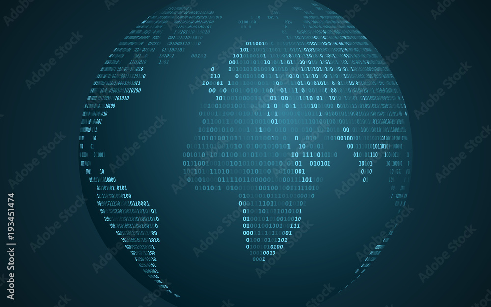 Abstract World Map From Binary Code Abstract Planet Earth Futuristic Background Computer