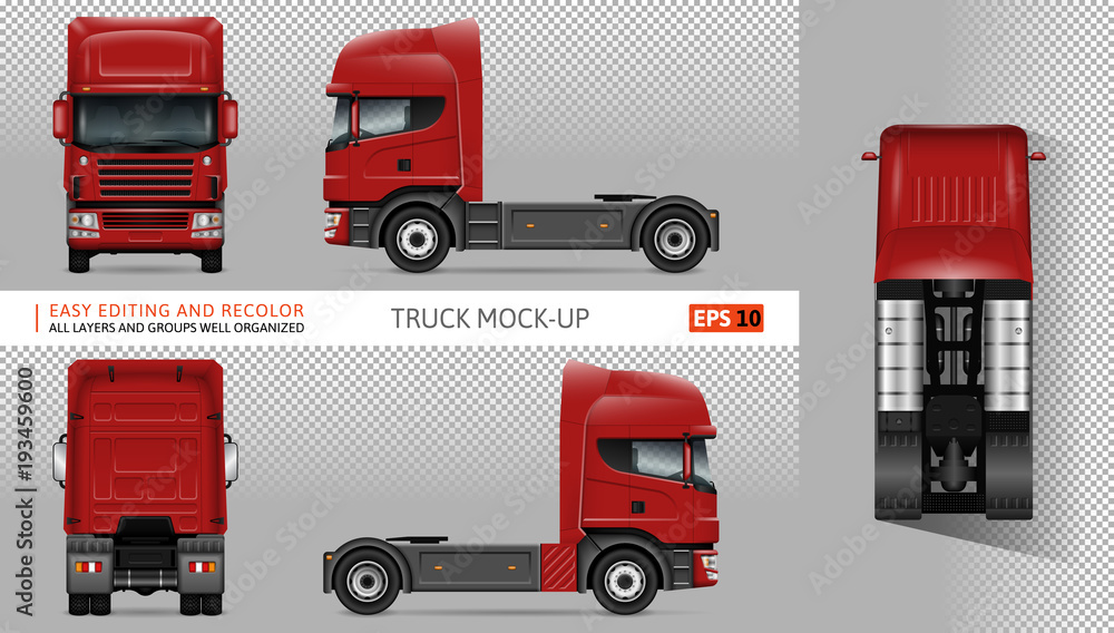 Truck vector mock-up. Isolated template of lorry on transparent ...