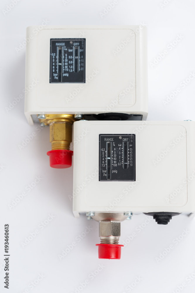 Close-up Two new identical pressure switches in the pipeline for ...