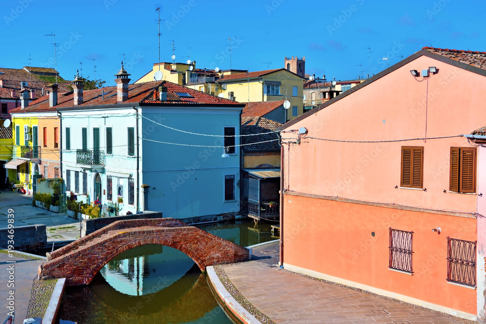 Small Italian town Comacchio also known as "The Little Venice", Emilia ...