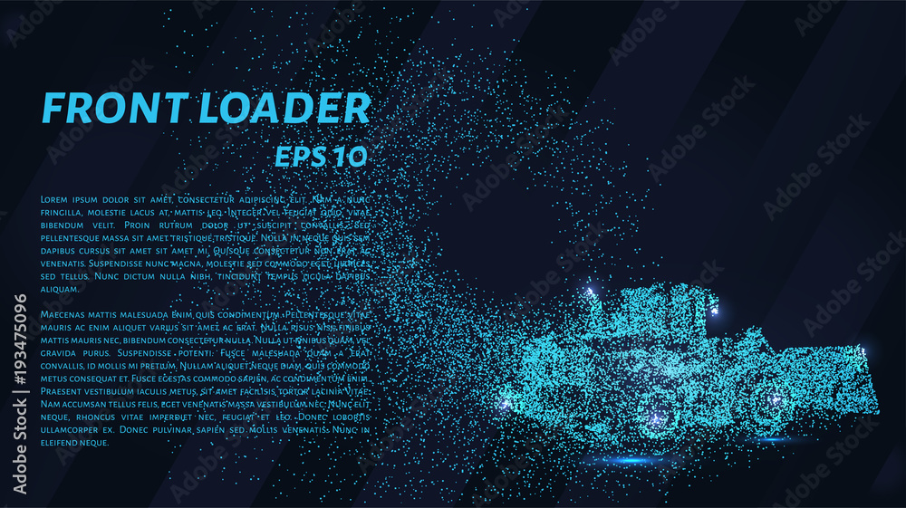 Front loader from the particles. The front loader consists of dots and ...