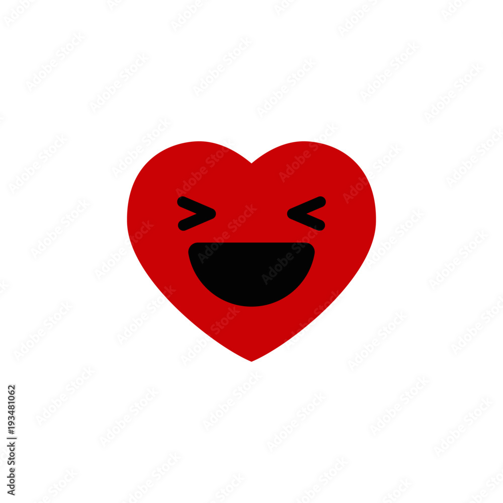 Laughing heart emoticon, happy reaction Stock Vector | Adobe Stock