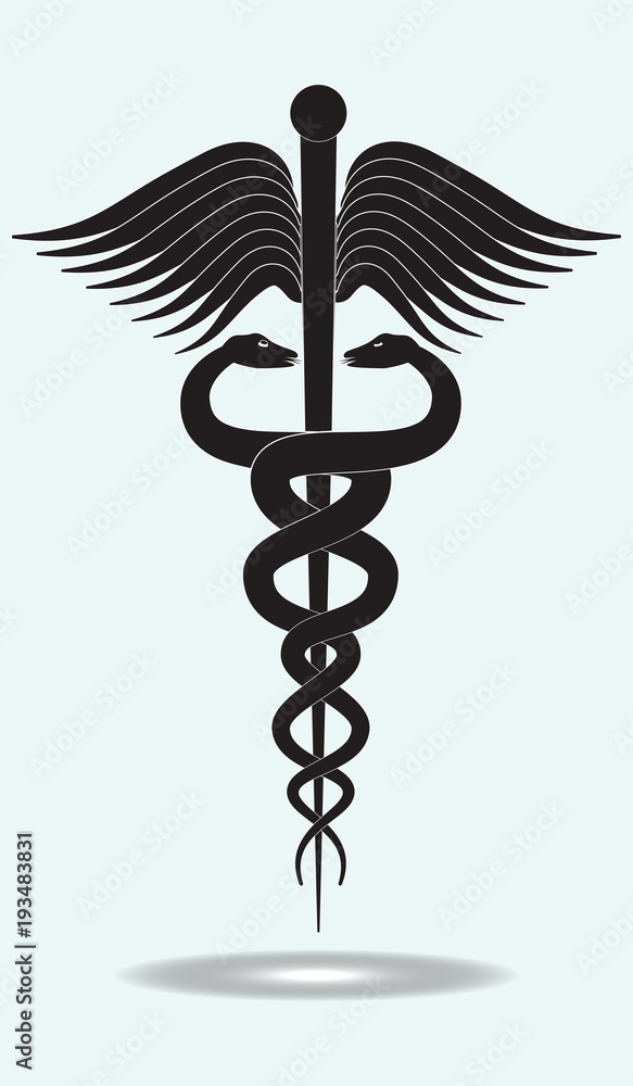 Symbol of modern medicine - The Caduceus Of Hermes - isolated on white ...