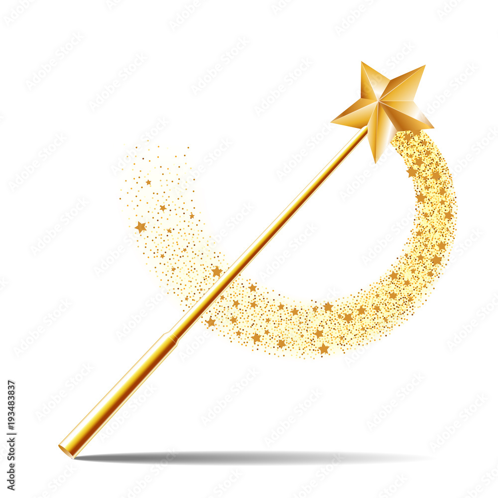 Magic Wand with gold star Stock Vector | Adobe Stock