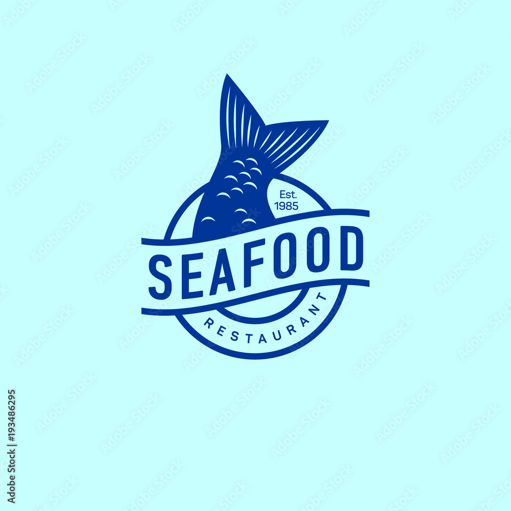 Fish tail logo. Seafood restaurant. Stock Vector | Adobe Stock