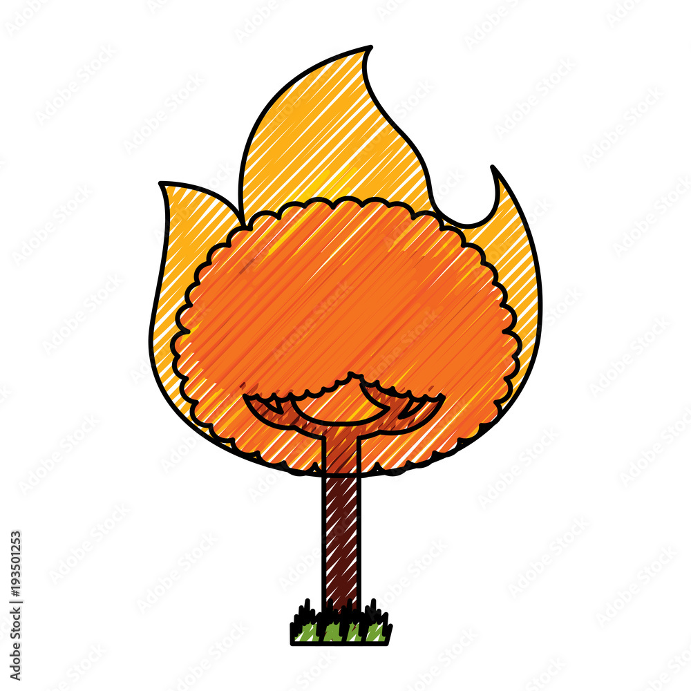 Tree On Fire Drawing