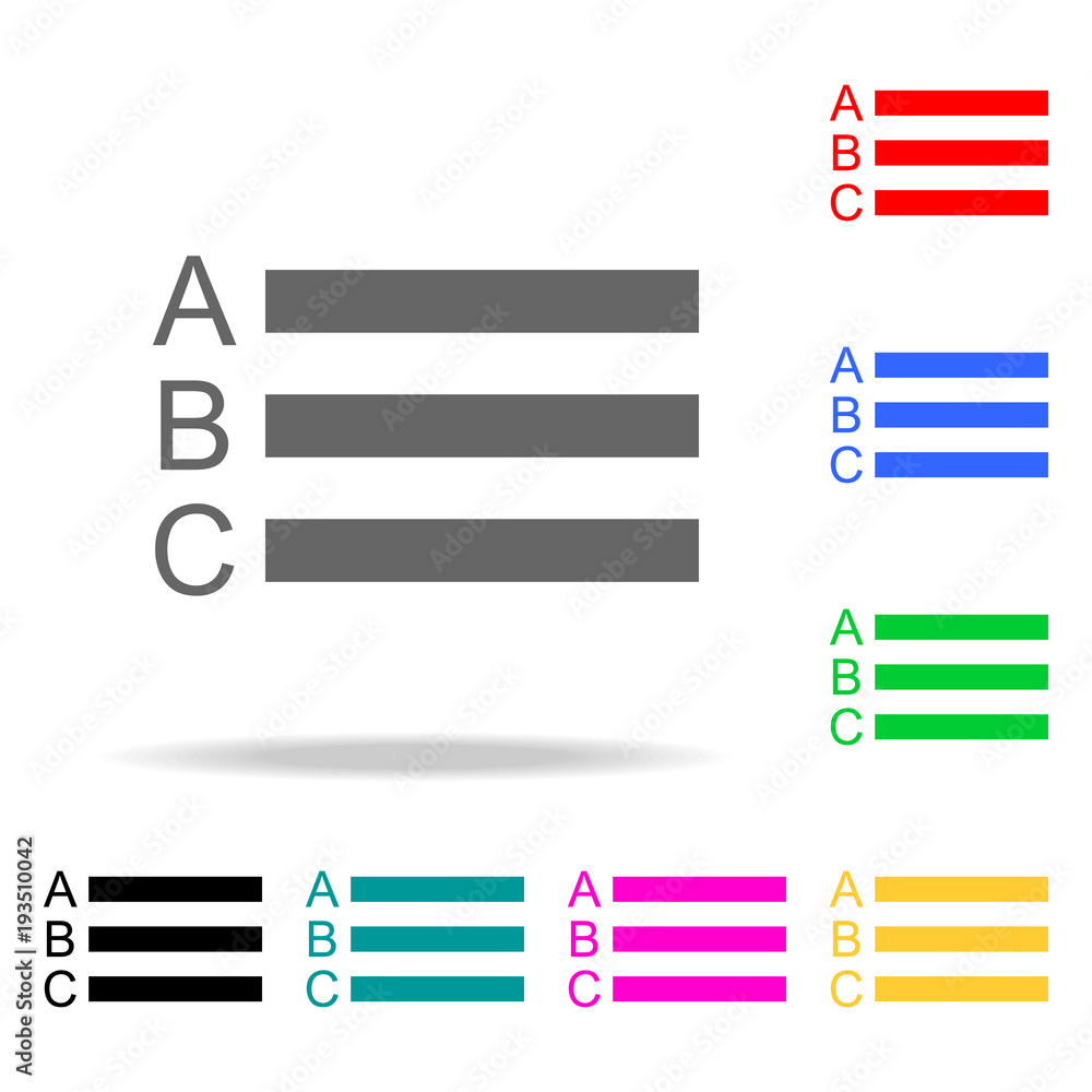 Vector progress options / A, B, C icon. Elements in multi colored icons ...