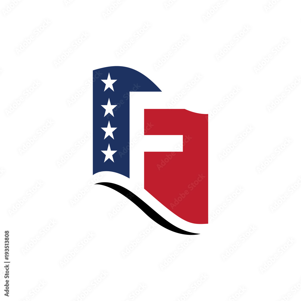 Vector letter F logo design for American flag Stock Vector | Adobe Stock