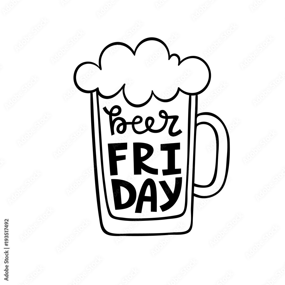 Beer friday lettering poster design template with beer mug clipart ...