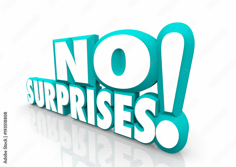 No Surprises Reliable Responsible Words 3d Illustration ilustración de ...