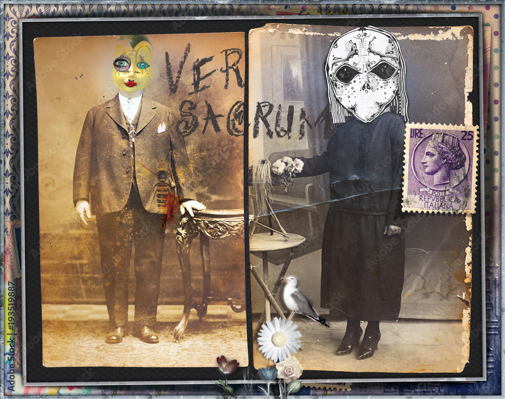 Ghost and weird. Mysterious,macabre and esoteric collage series. Stock ...