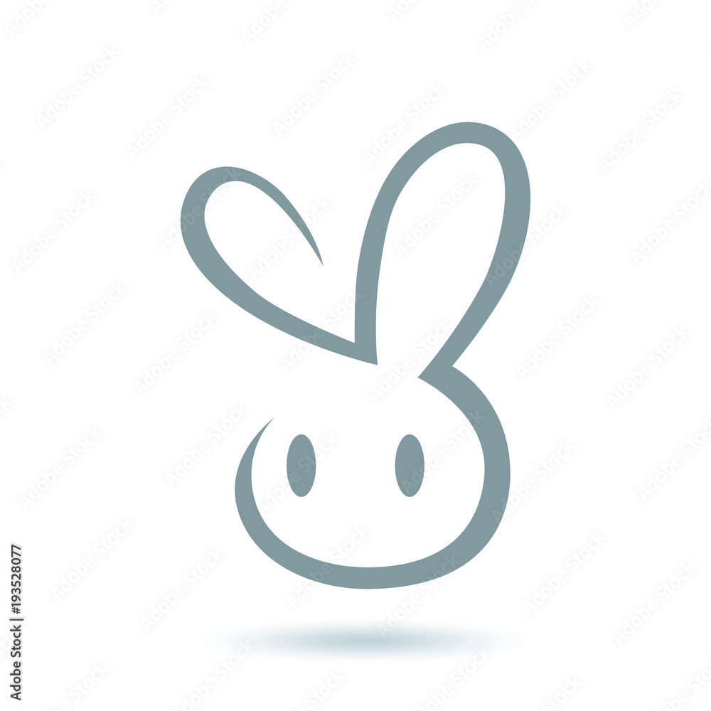 Cute bunny head symbol, icon on white background. Design element Stock ...