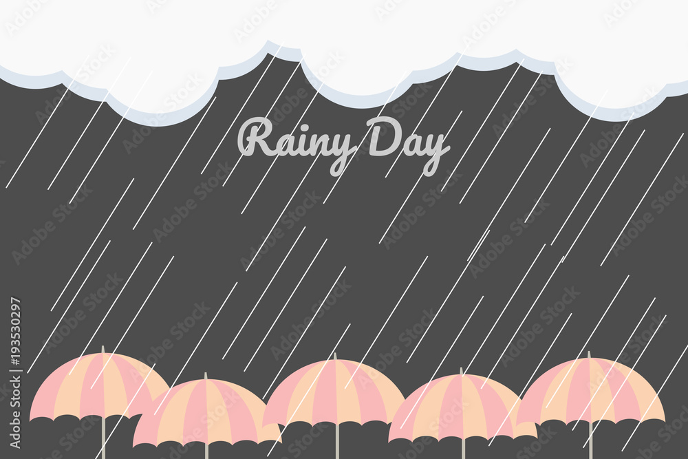 Monsoon season background. Illustration vector of pastel umbrellas in ...