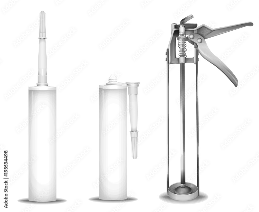 Silicone gun vector illustration of 3d sealant gun mechanism and ...