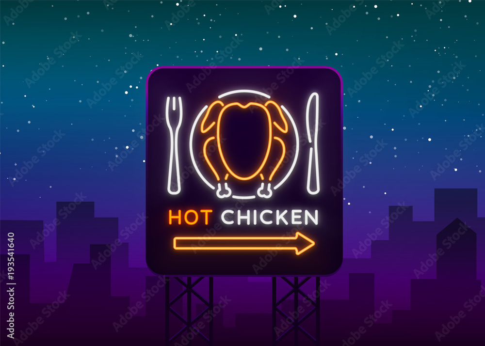 Logo Chicken Barbecue is a neon-style logo for a food store and a ...