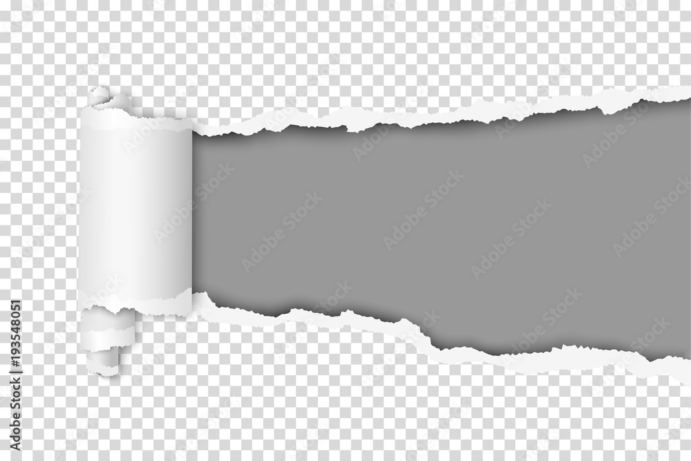 Torn hole in sheet of transparent paper. Dark gray background of ...