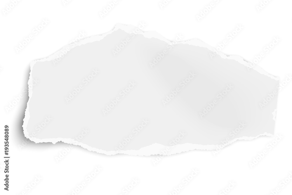 Ripped paper wisp with soft shadow isolated on white background. Vector ...