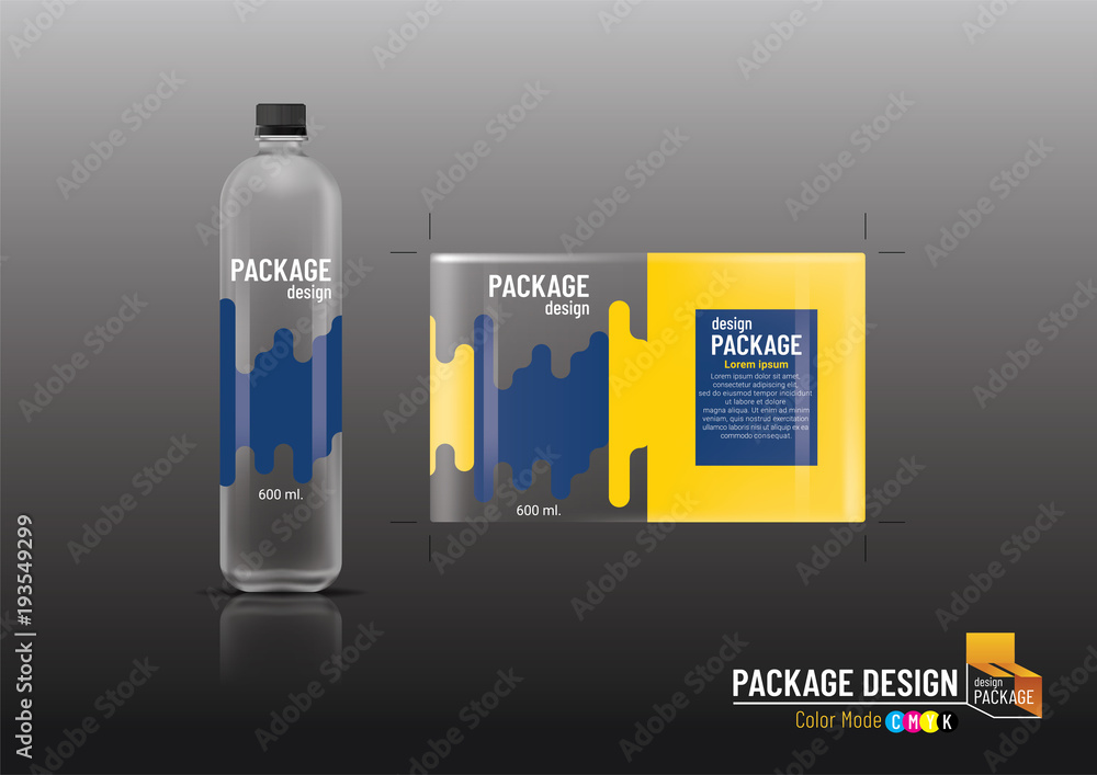 Labels & Plastic bottles, package design, mock up-Vector illustration ...