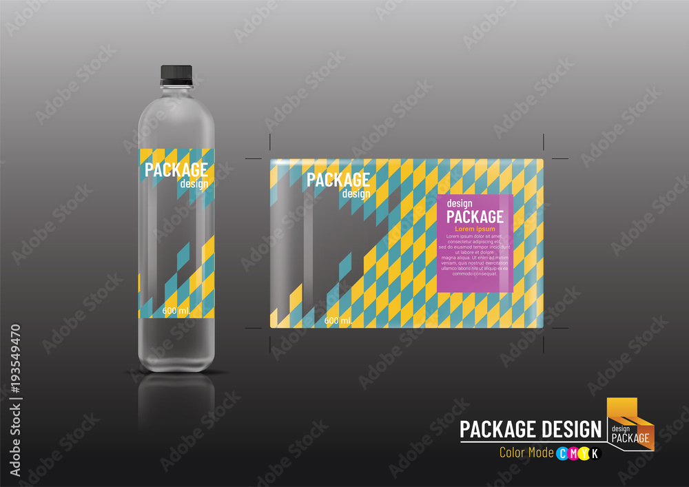 Package design, Label & Plastic bottles, mock up, Vector illustration ...