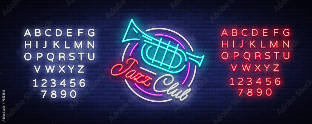 Jazz Club Neon Vector. Neon sign, Logo, Brilliant Banner, Bright Night ...