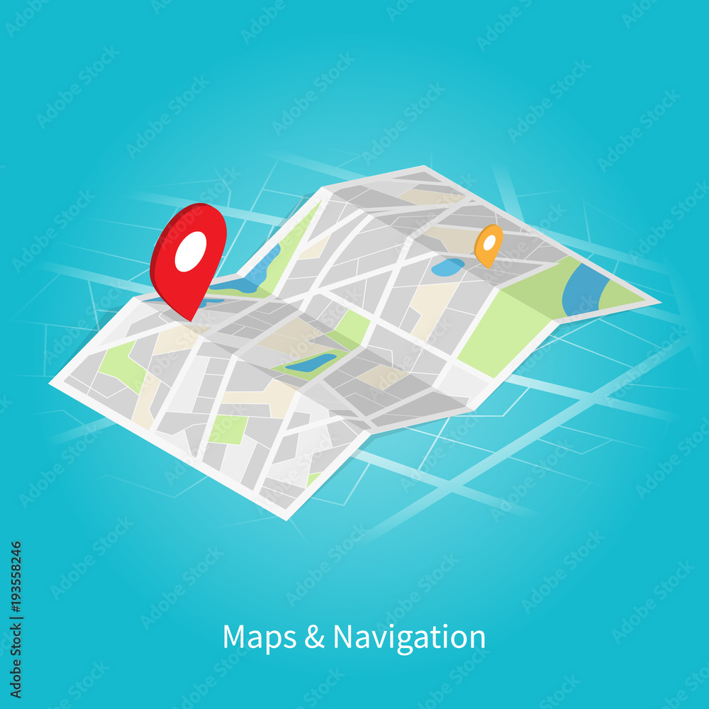 Maps & Navigation isometric vector Stock Vector | Adobe Stock