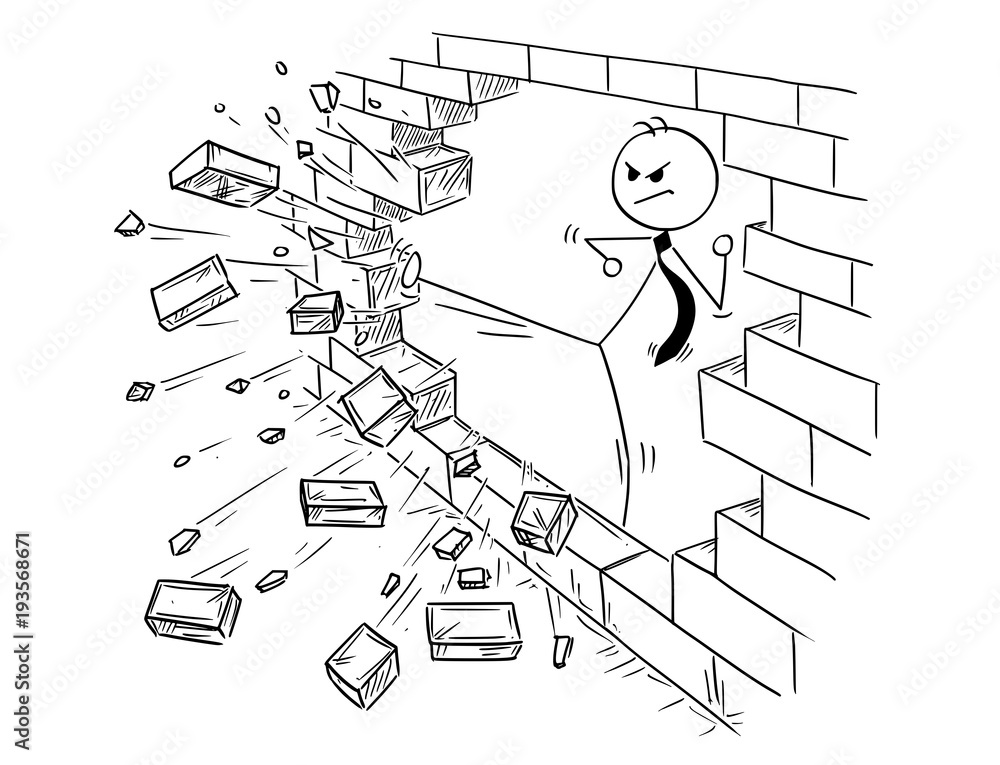 Cartoon stick man drawing conceptual illustration of businessman doing ...