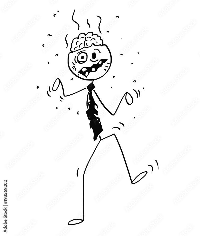 Cartoon stick man drawing conceptual illustration of funny Halloween ...