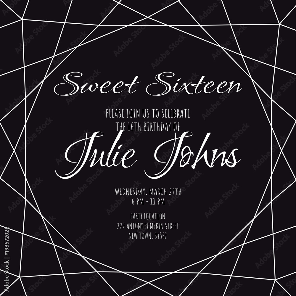 White geometric diamond shape for wedding or birthday invitation on ...