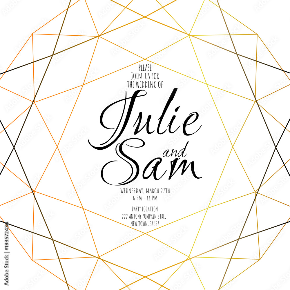 Gold gradient geometric diamond shape for wedding or birthday ...